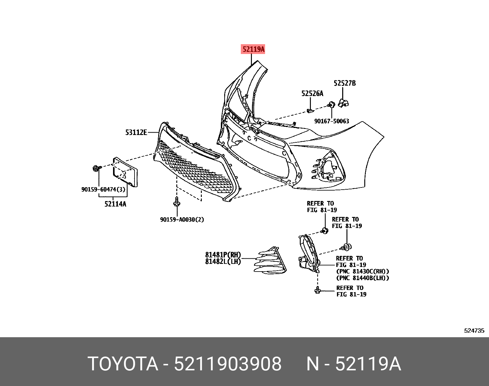 Toyota COROLLA 17-19 USA BUMPER FRONT SE CN - 52119-03908 | Spare Parts ...