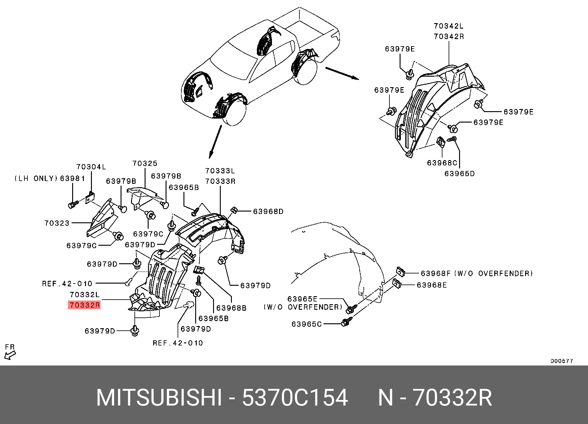 Mitsubishi L200 19-20 INNER FENDER FRONT FRONT RH - 5370C154 | Spare ...