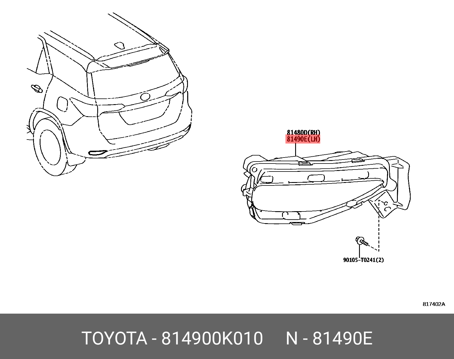 Toyota FORTUNER 16-20 BUMPER REFLECTOR REAR LH - 81490-0K010 | Spare ...