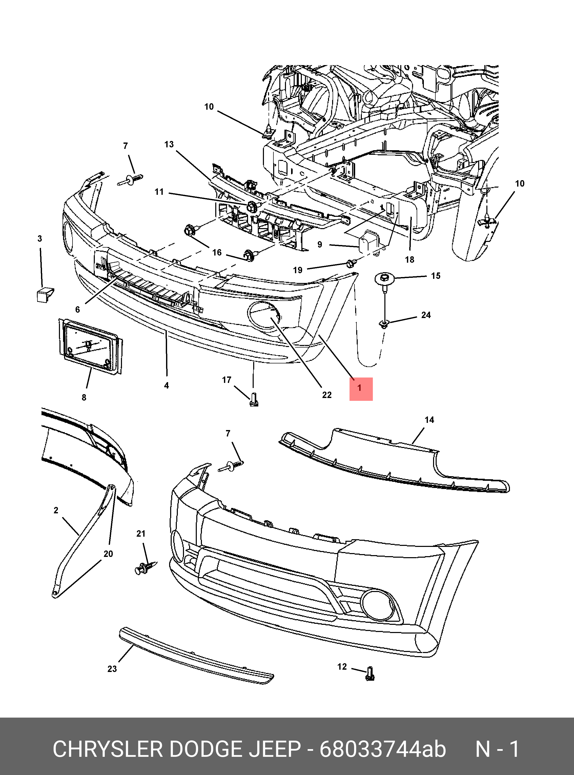 Jeep G CHEROKEE 08-10 BUMPER FRONT - 68033744AB | Spare Parts Shop ...