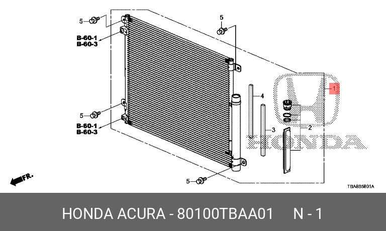 Honda CIVIC 16-19 CONDENSER DOUBLE HOURSE - 80100-TBA-A01 | Spare Parts ...