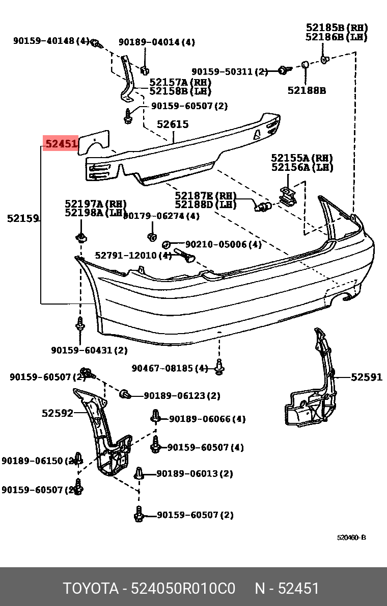 Toyota RAV4 16-19 BUMPER REAR SPOILER 3RD PCS - 52405-0R010-C0 | Spare ...