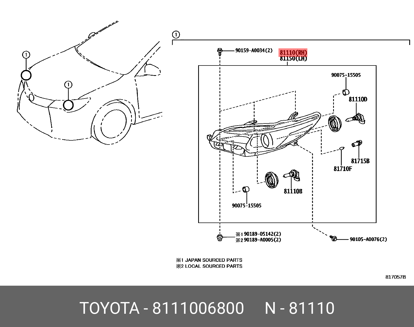 Toyota CAMRY 12-14 HEAD LAMP USA BLACK TYC RH [2] - 81110-06800 | Spare ...