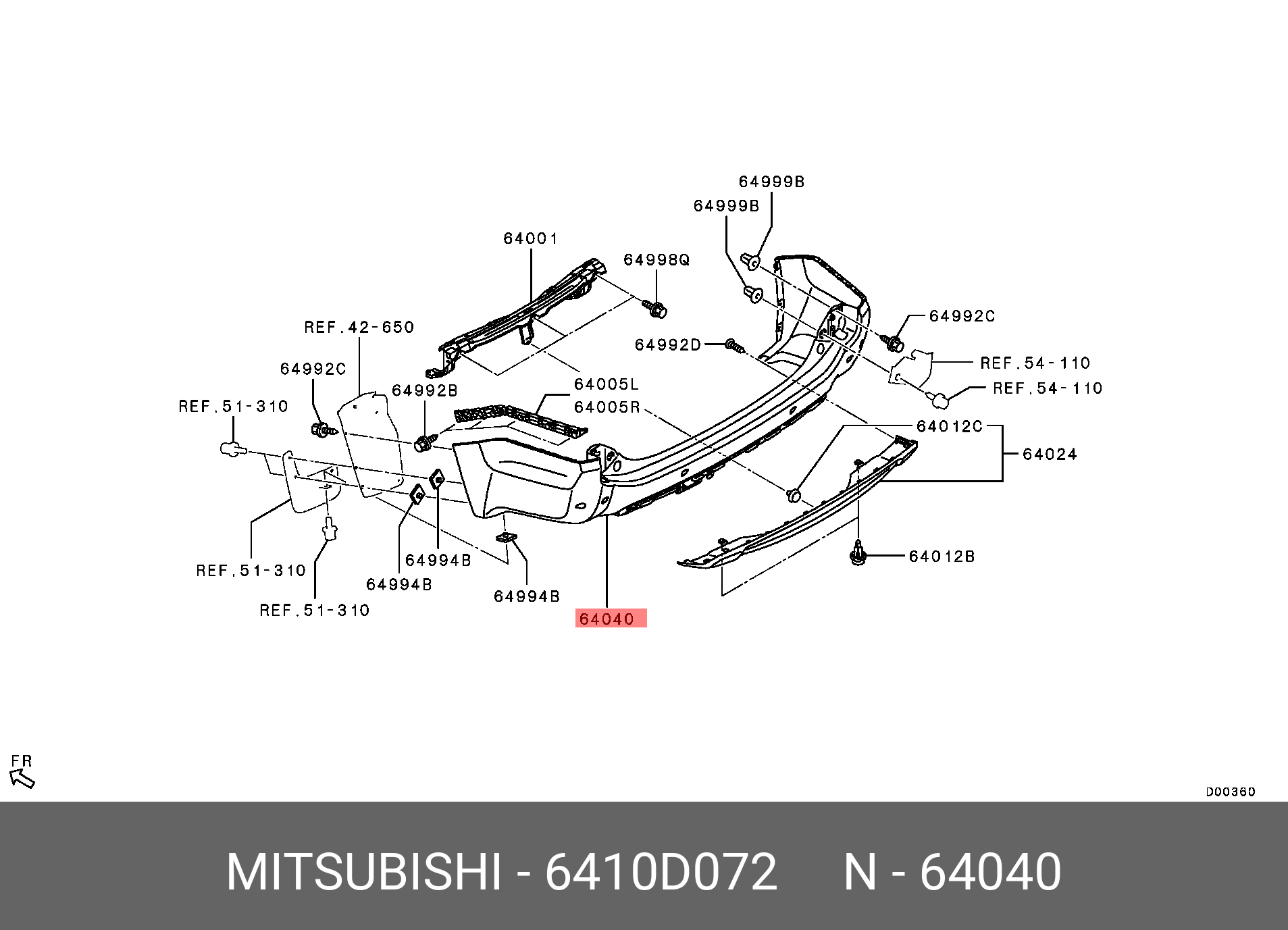 Mitsubishi MONTERO SPORT 16-19 BUMPER REAR UPPER - 6410D072 | Spare ...