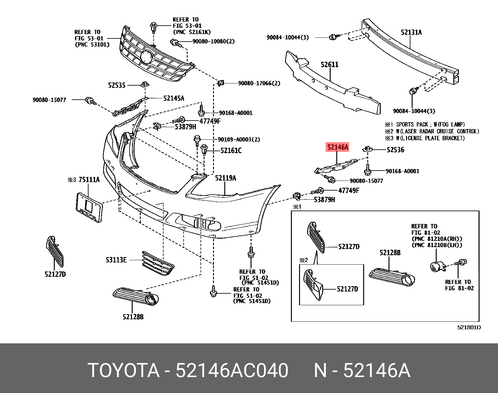 Toyota AVALON 05-10 BUMPER BRACKET LH FRONT [2] - 52146-AC040 | Spare ...