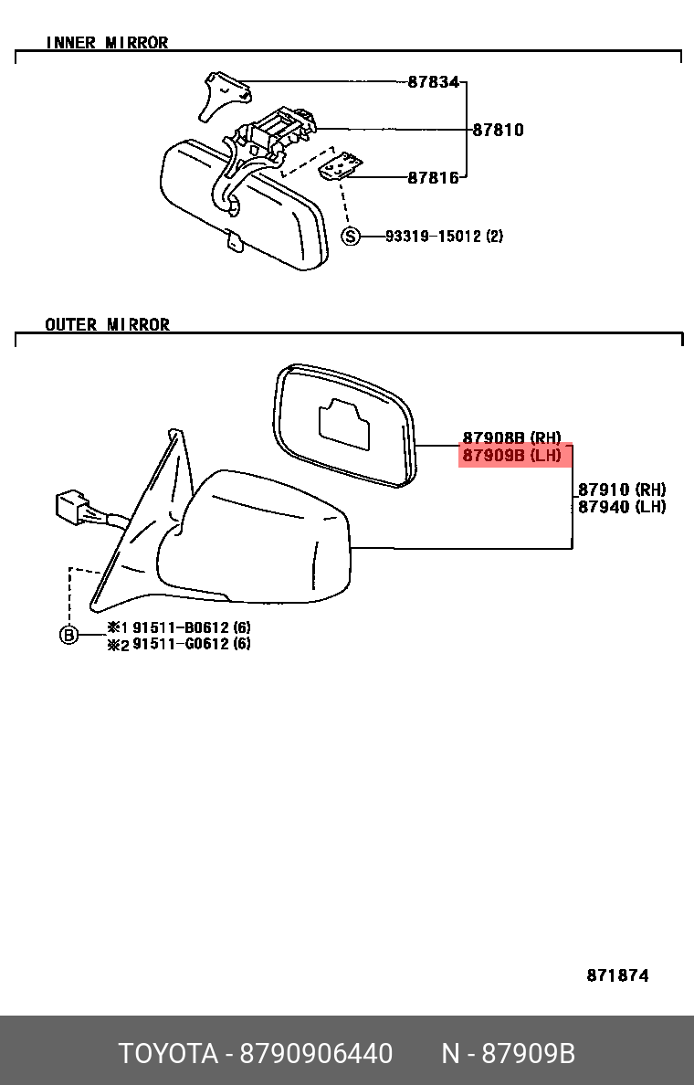 Toyota CAMRY 12-14 SIDE MIRROR W/LAMP LH [2] - 87909-06440 | Spare ...