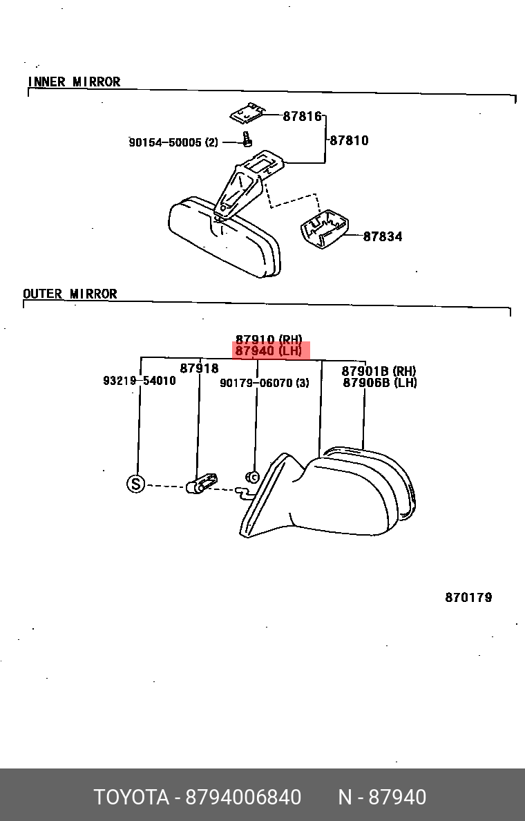 Toyota CAMRY 18-20 SIDE MIRROR W/LAMP HEAT ENGLISH RH - 87940-06840 ...