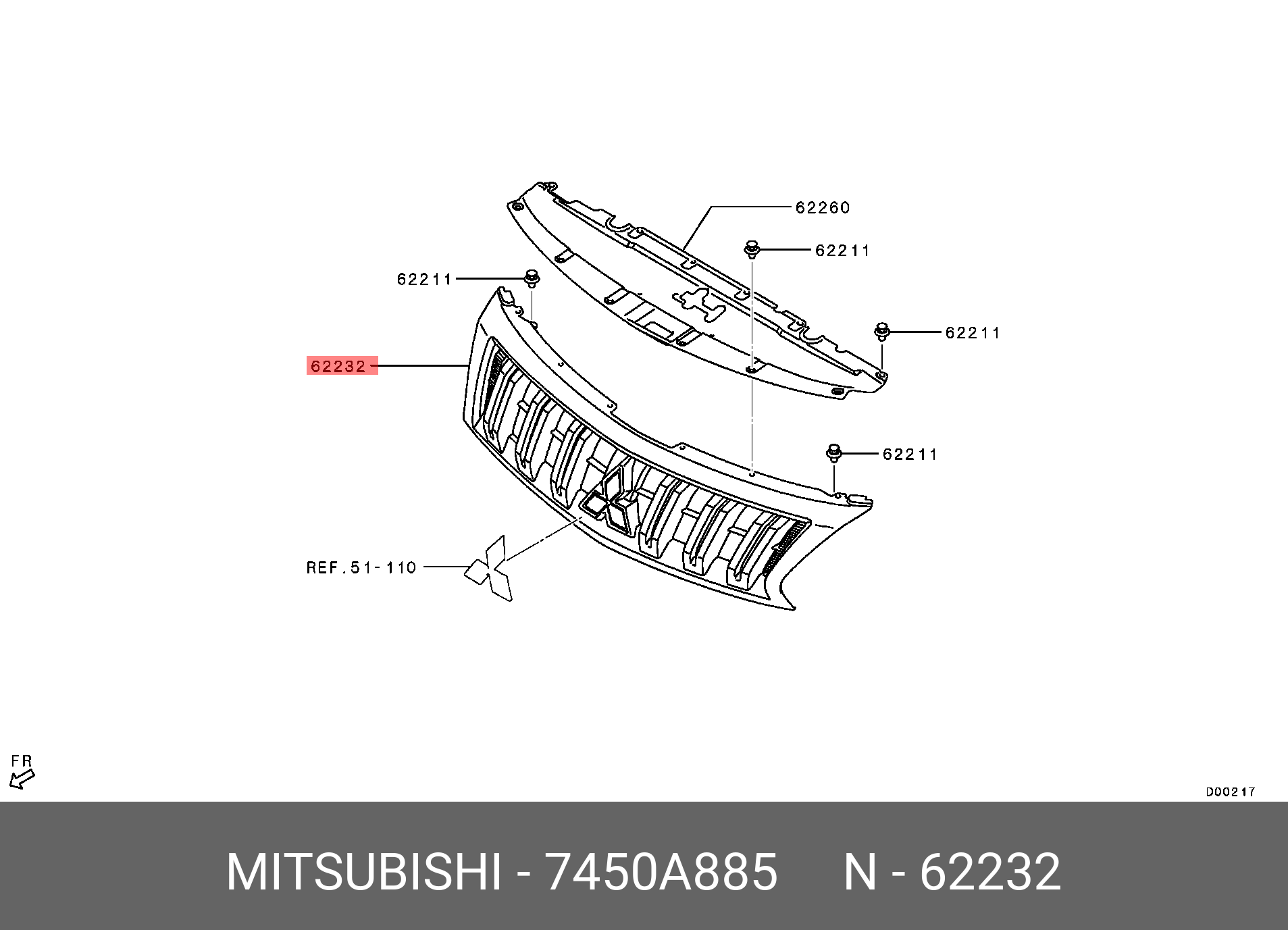 Mitsubishi L200 15-19 GRILLE BLACK TWN [2] - 7450A885 | Spare Parts ...