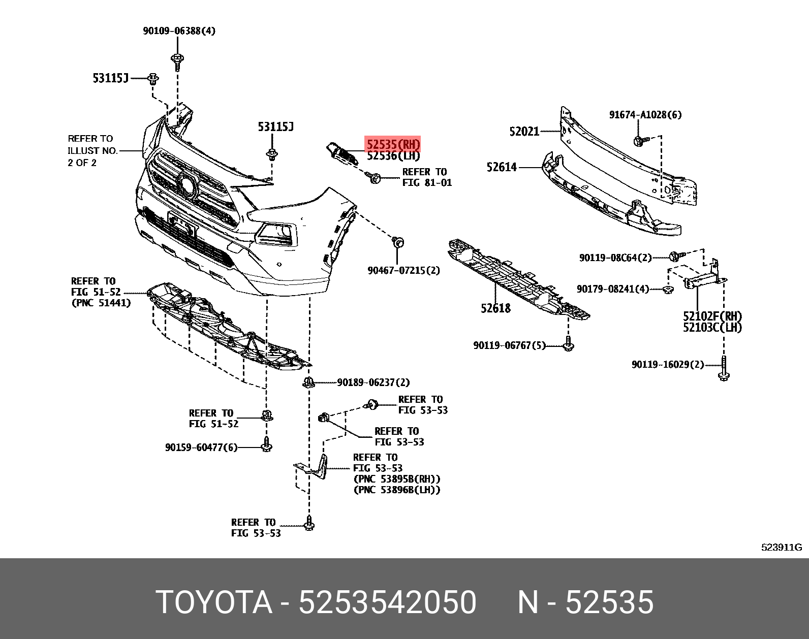 Toyota RAV4 19-20 BUMPER MOULDING FRONT RH - 52535-42050 | Spare Parts ...