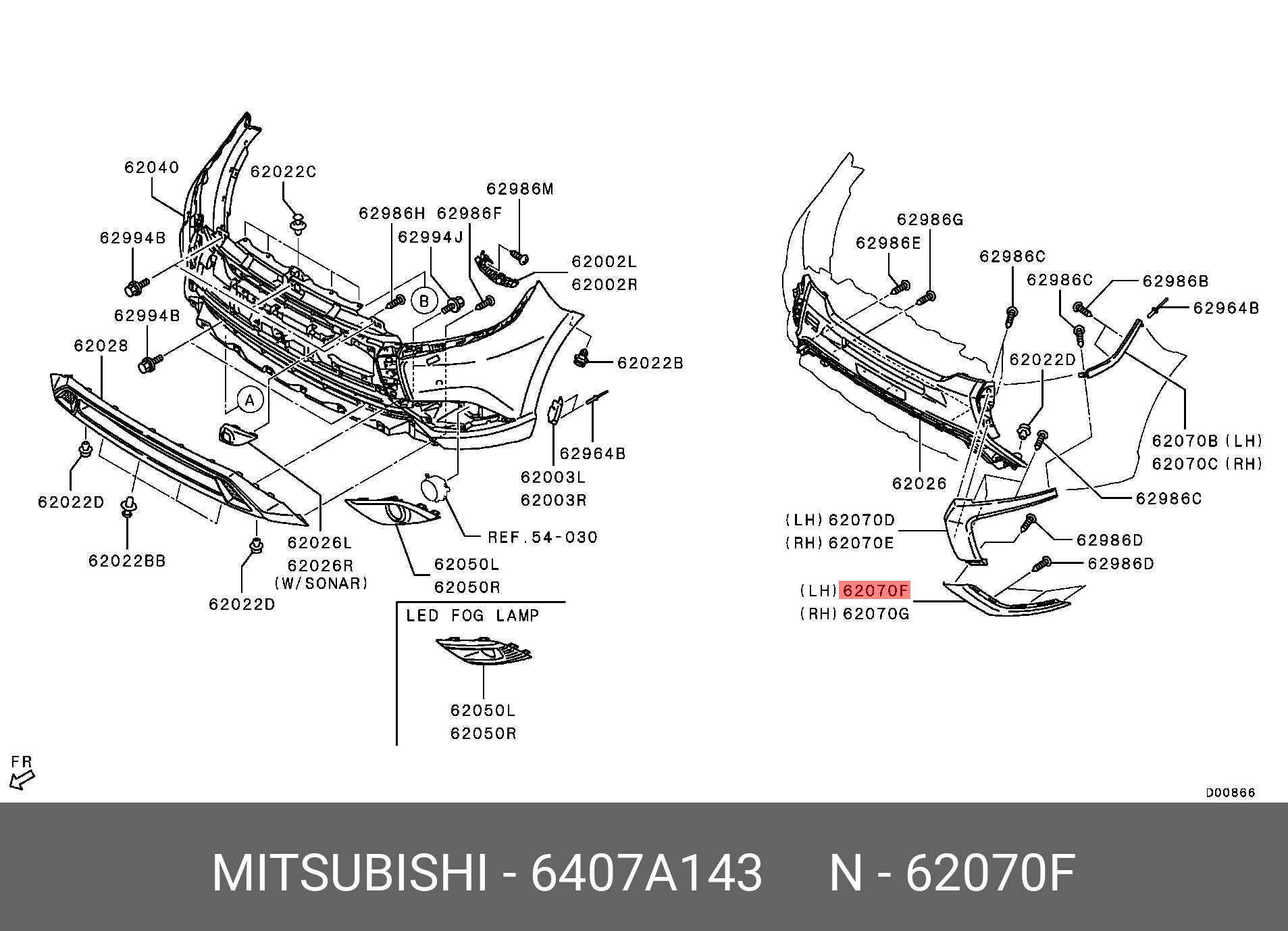 Mitsubishi OUTLANDER 16-20 BUMPER MOULDING LOWER LH - 6407A143 | Spare ...