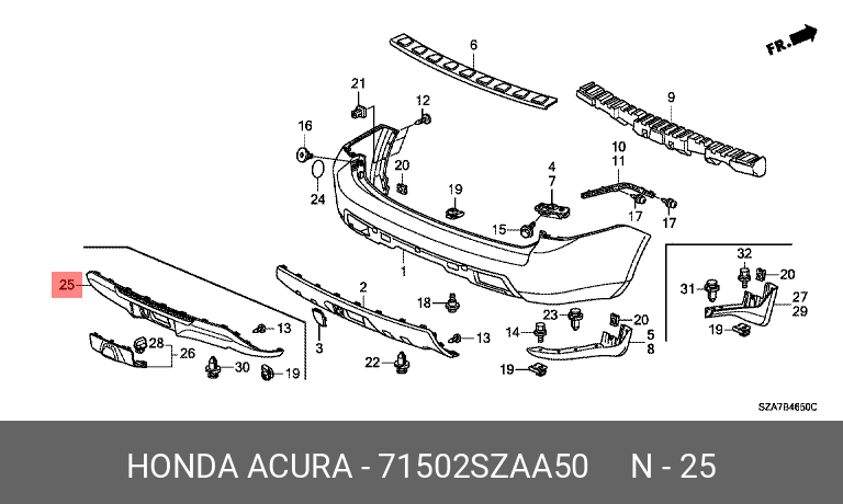 Honda PILOT 12-15 BUMPER REAR LOWER - 71502-SZA-A50 | Spare Parts Shop ...