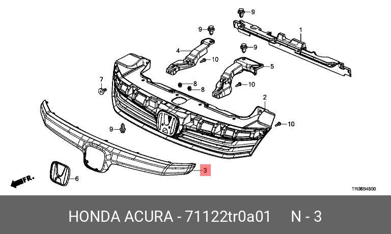 Honda CIVIC 12-13 GRILLE MOULDING TW [2] - 71122-TR0-A01 | Spare Parts ...