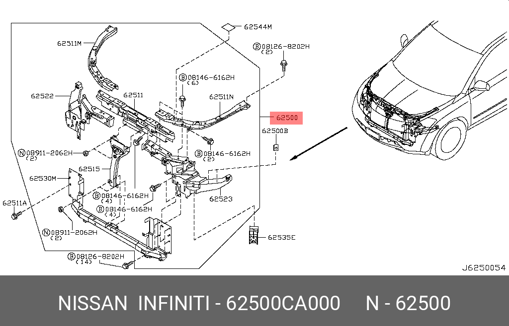 Nissan MURANO 03-08 RADIATOR SUPPORT - 62500-CA000 | Spare Parts Shop ...