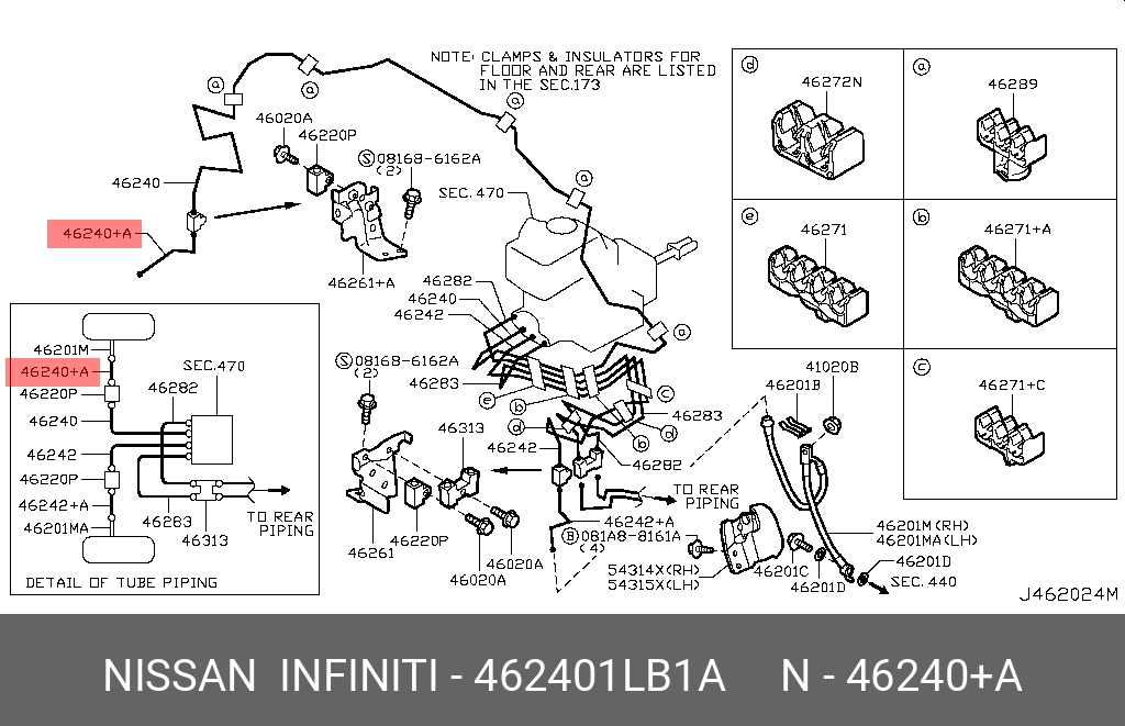 462401LB1A NISSAN Трубка тормозная | Купить запчасть
