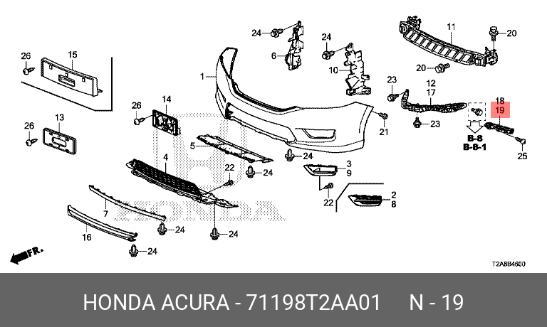Honda BUMPER BRACKET LH FRONT - 71198T2AA01 | Spare Parts Shop ...