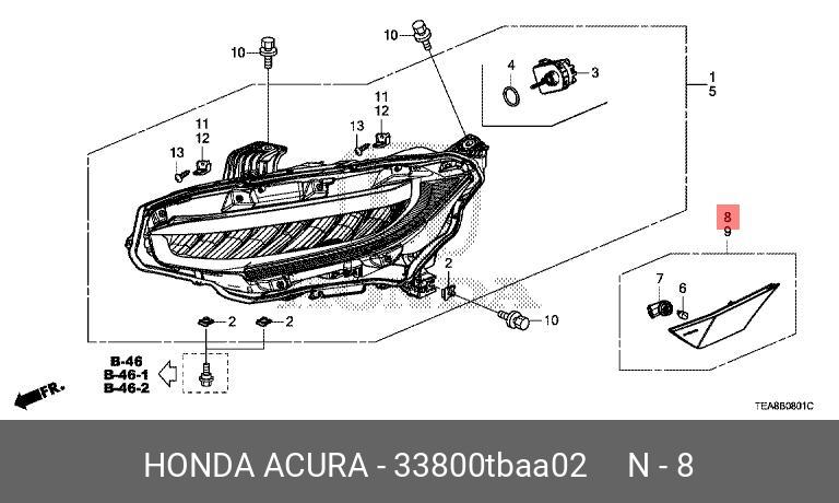Honda CIVIC 16-20 SIDE LAMP YELLOW RH - 33800-TBA-A02 | Spare Parts ...