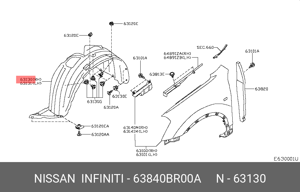 Nissan QASHQAI 07-10 INNER FENDER CN RH [2] - 63840-BR00A | Spare Parts ...