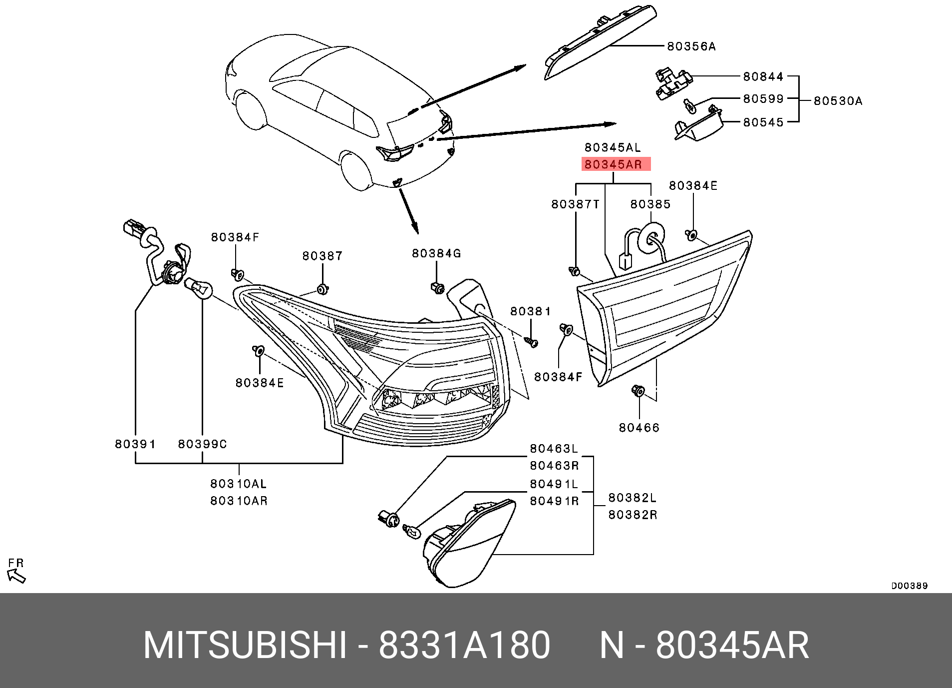 Mitsubishi OUTLANDER 16-20 BACK LAMP CN RH - 8331A180 | Spare Parts ...