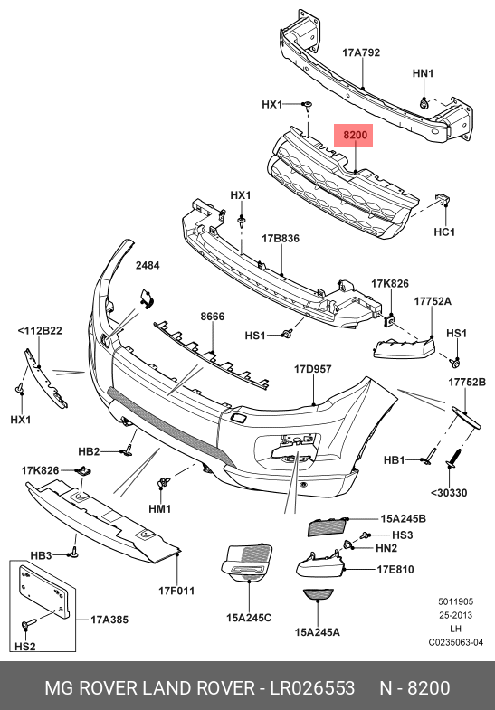 LandRover GRILL BLACK AND SILVER - LR026553 | Spare Parts Shop ...