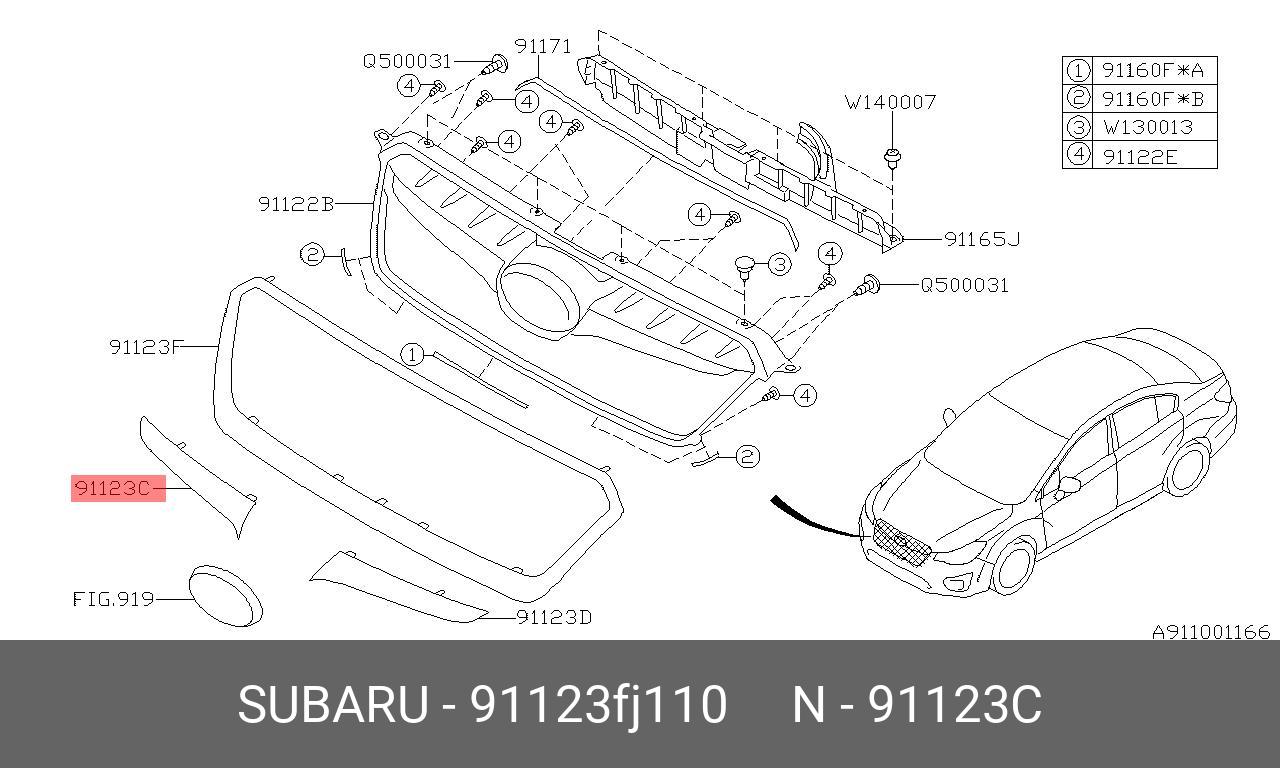 Subaru IMPREZA 15-16 GRILLE MOULDING CHROME RH - 91123-FJ110 | Spare ...
