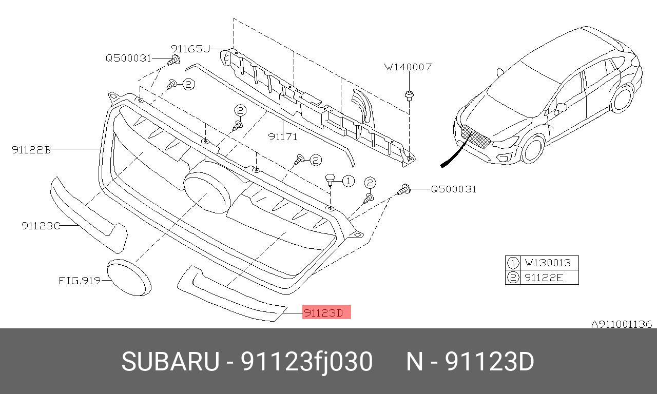 Subaru IMPREZA 12-14 GRILLE MOULDING CHROME LH - 91123-FJ030 | Spare ...