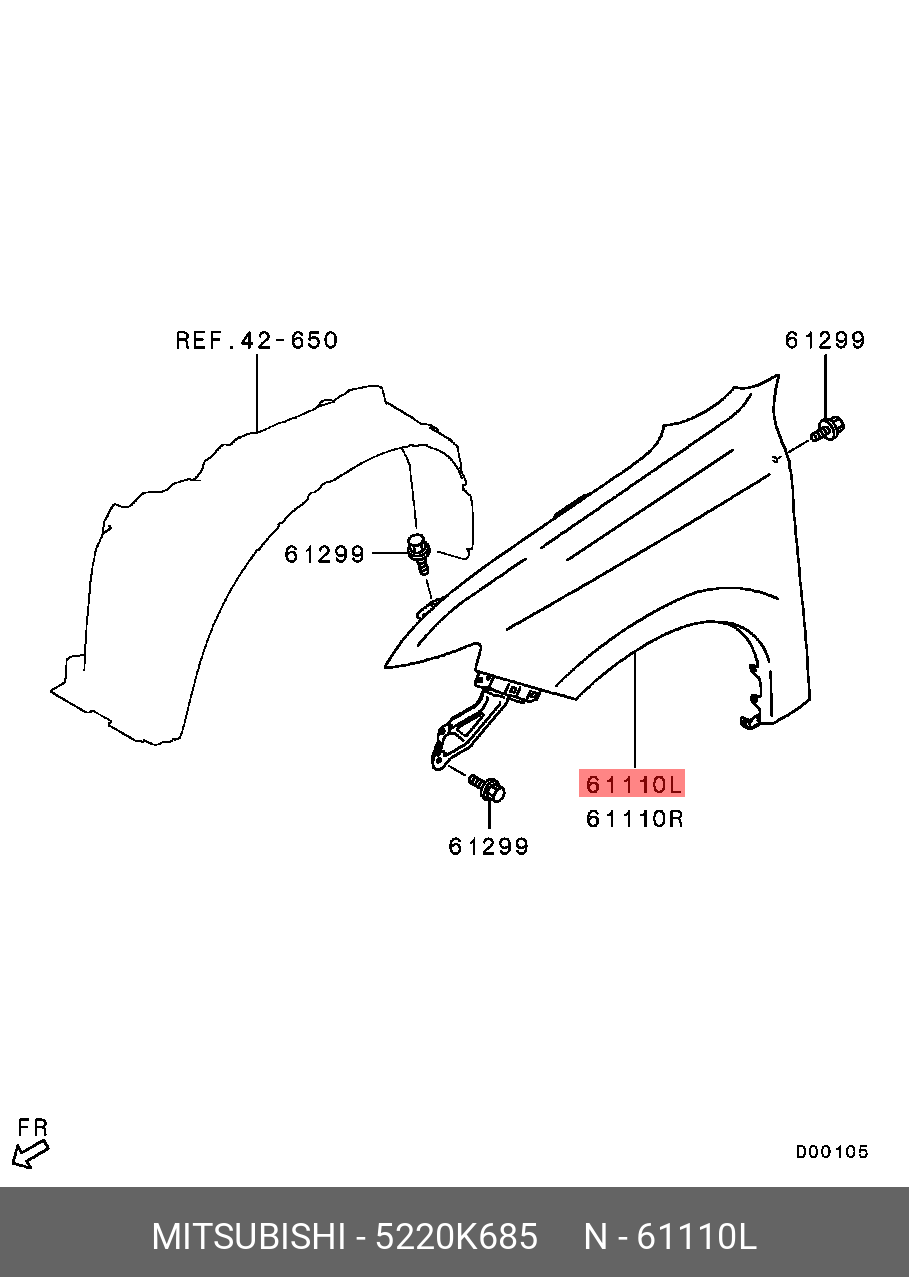 Mitsubishi OUTLANDER 16-20 FENDER LH - 5220K685 | Spare Parts Shop ...