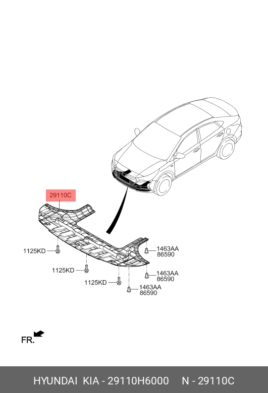 Hyundai ACCENT 18-20 ENGINE SHIELD - 29110-H6000 | Spare Parts Shop ...