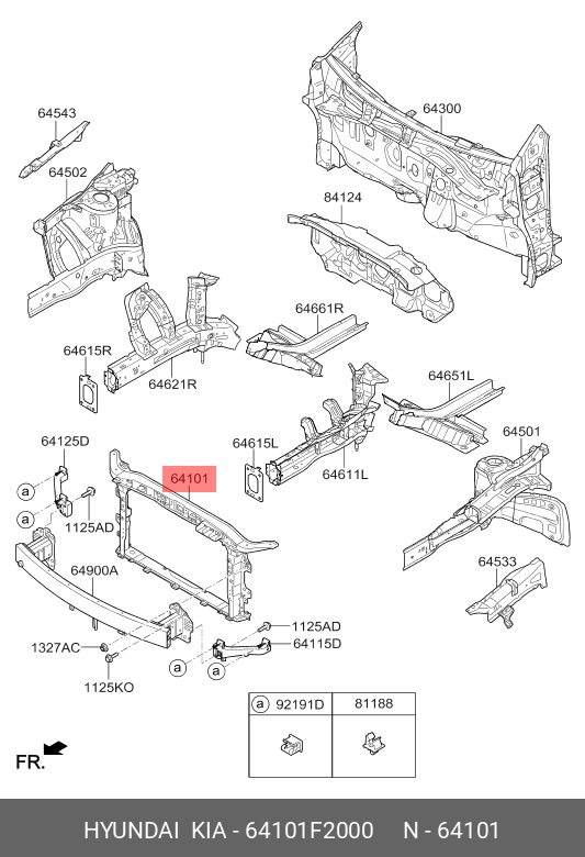 Hyundai ELANTRA 17-18 RADIATOR SUPPORT - 64101-F2000 | Spare Parts Shop ...