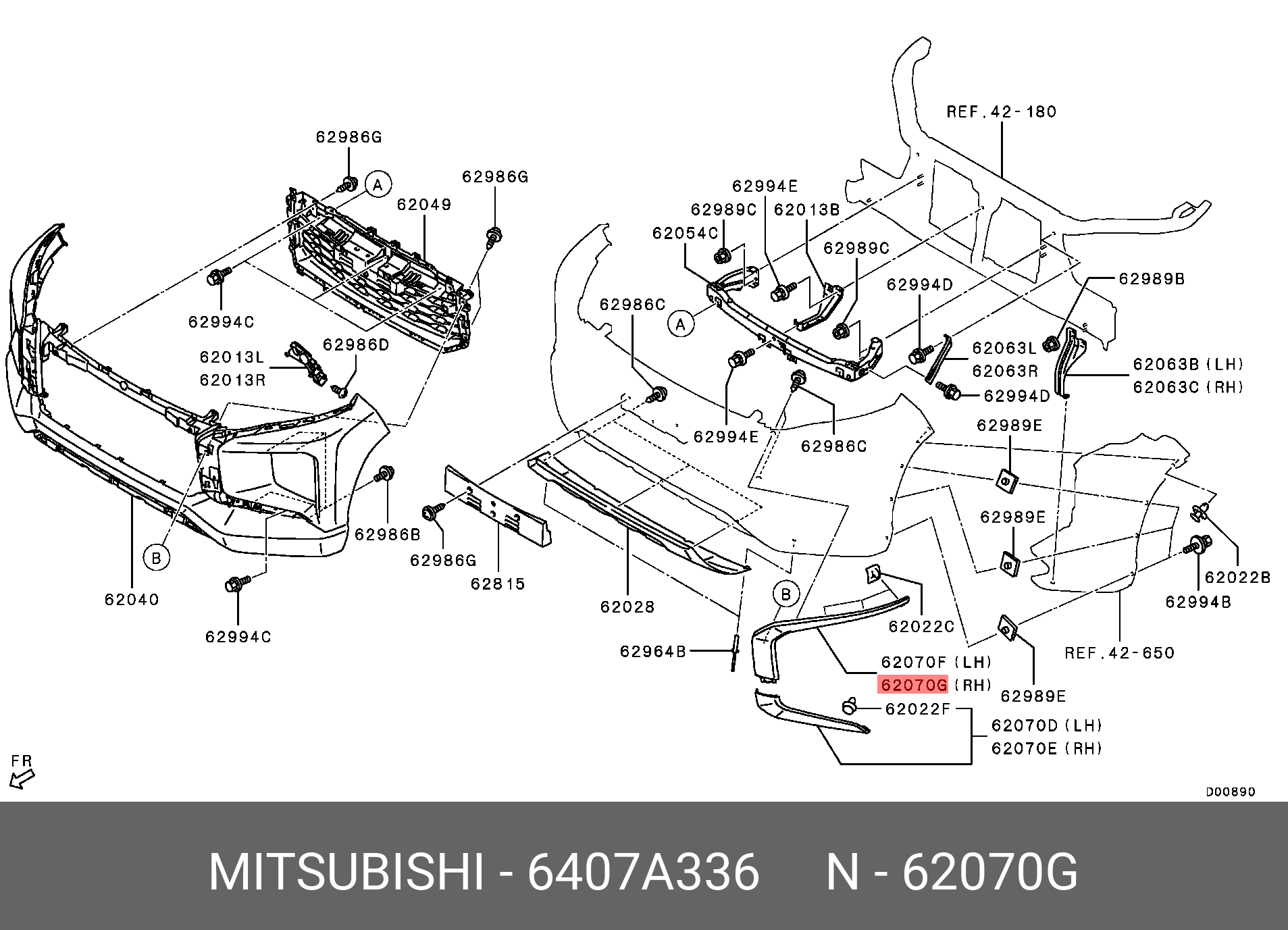 Mitsubishi L200 19-20 BUMPER MOULDING LOWER BLACK RH - 6407A336 | Spare ...
