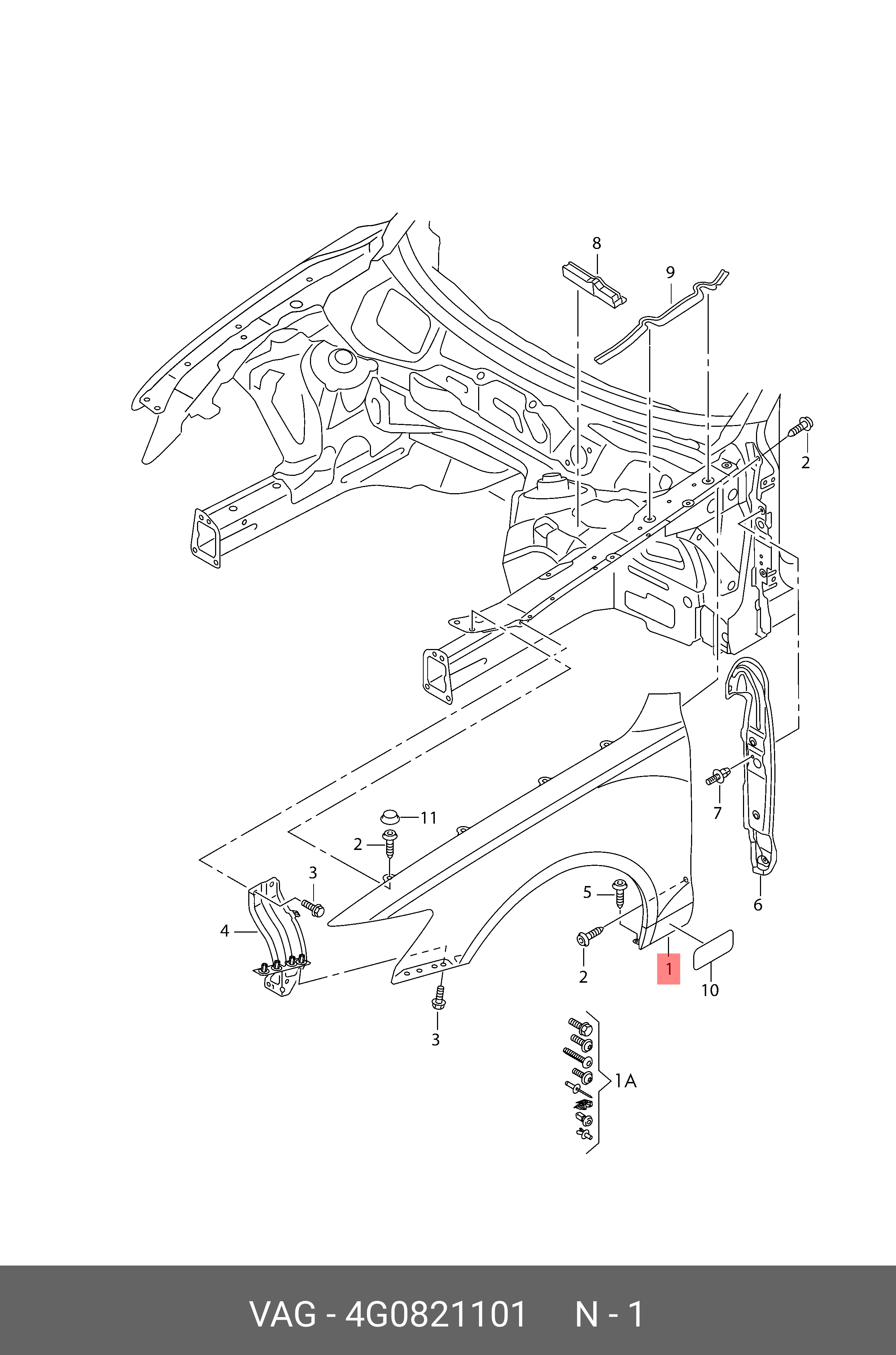 Audi FRONT FENDER ALUMINIUM LH - 4G0821101 | Spare Parts Shop - Allparts.ae