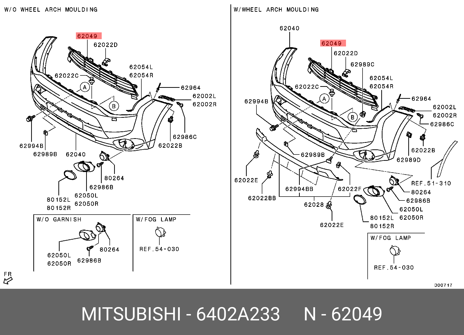 Mitsubishi OUTLANDER 13-15 BUMPER GRILLE - 6402A233 | Spare Parts Shop ...