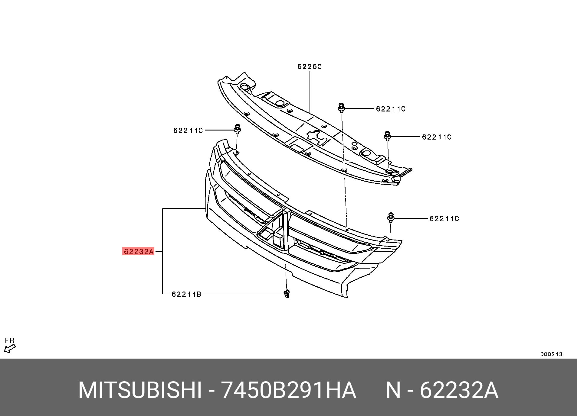 Mitsubishi L200 19-20 GRILLE SILVER/BLACK - 7450B291HA | Spare Parts ...