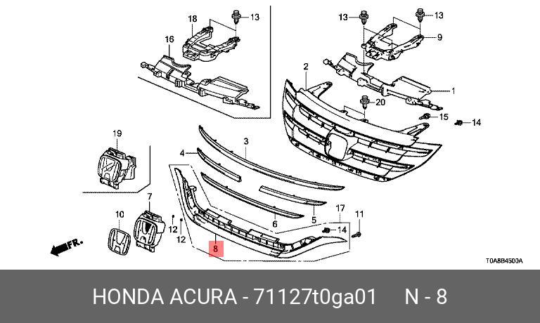 Honda CRV 12-14 GRILLE SUPPORT - 71127-T0G-A01 | Spare Parts Shop ...