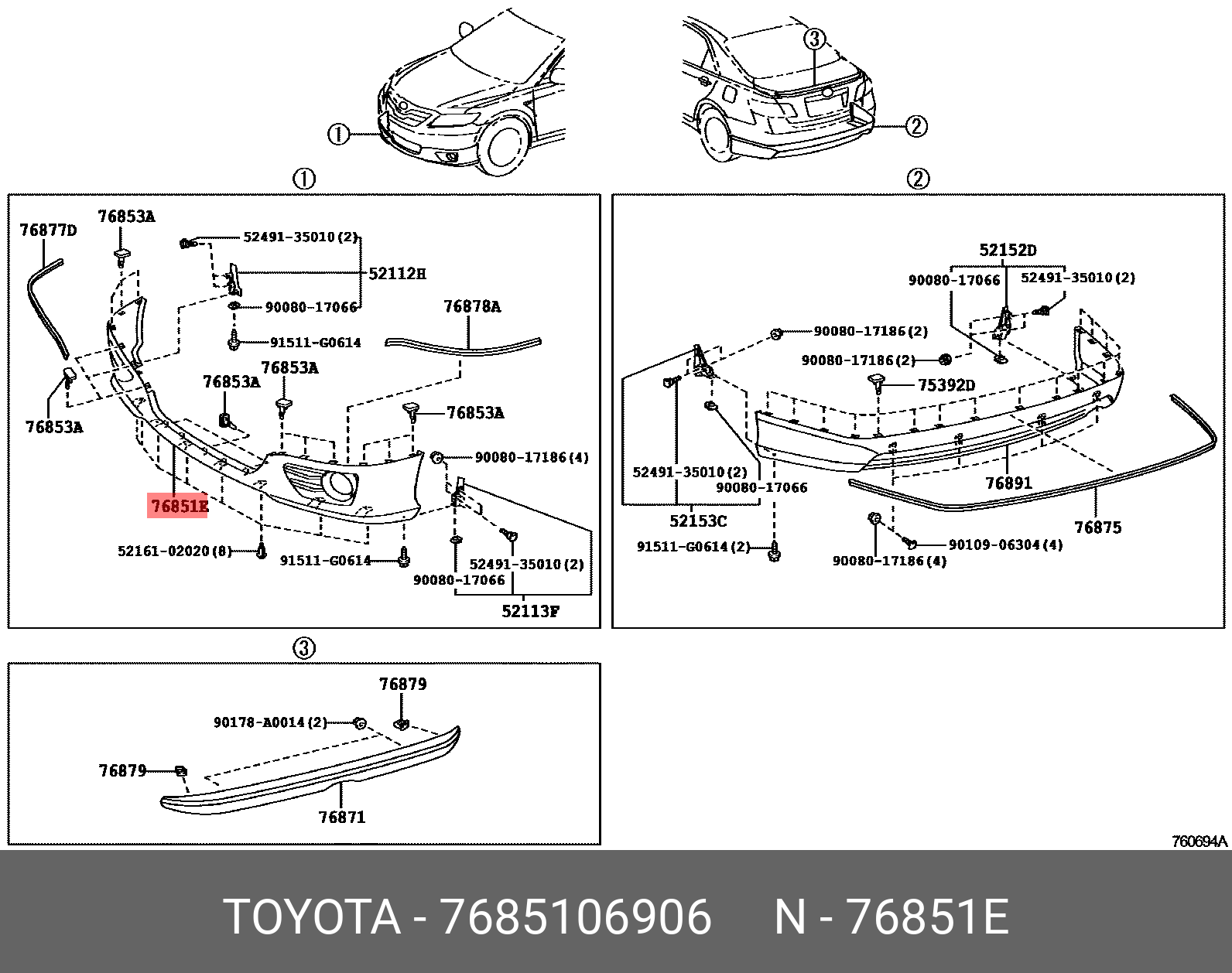 Toyota CAMRY 10-11 BUMPER APRON FRONT - 76851-06906 | Spare Parts Shop ...