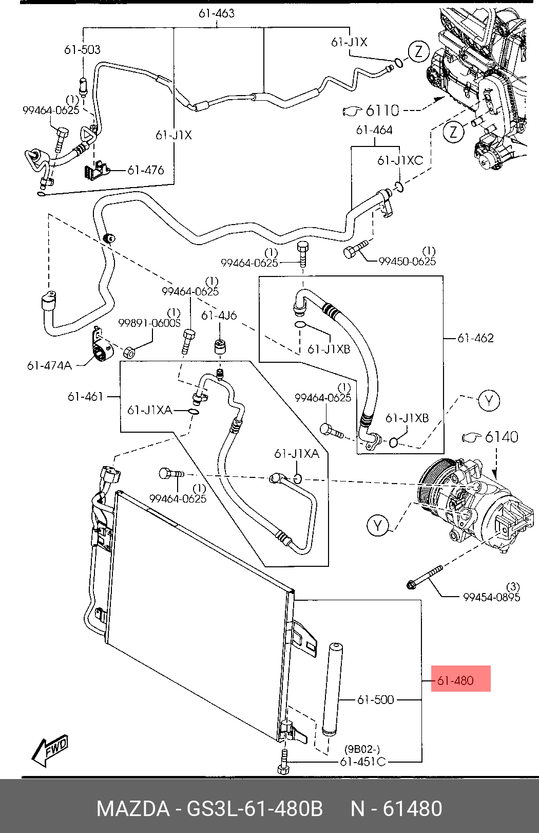 Mazda MAZDA 6 09-13 CONDENSER - GS3L-61-480B | Spare Parts Shop ...