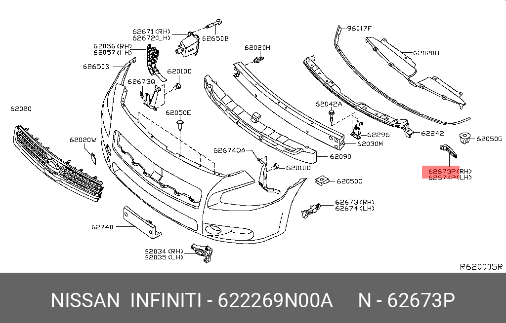 Nissan MAXIMA 10-15 BUMPER BRACKET RH FRONT - 62226-9N00A | Spare Parts ...