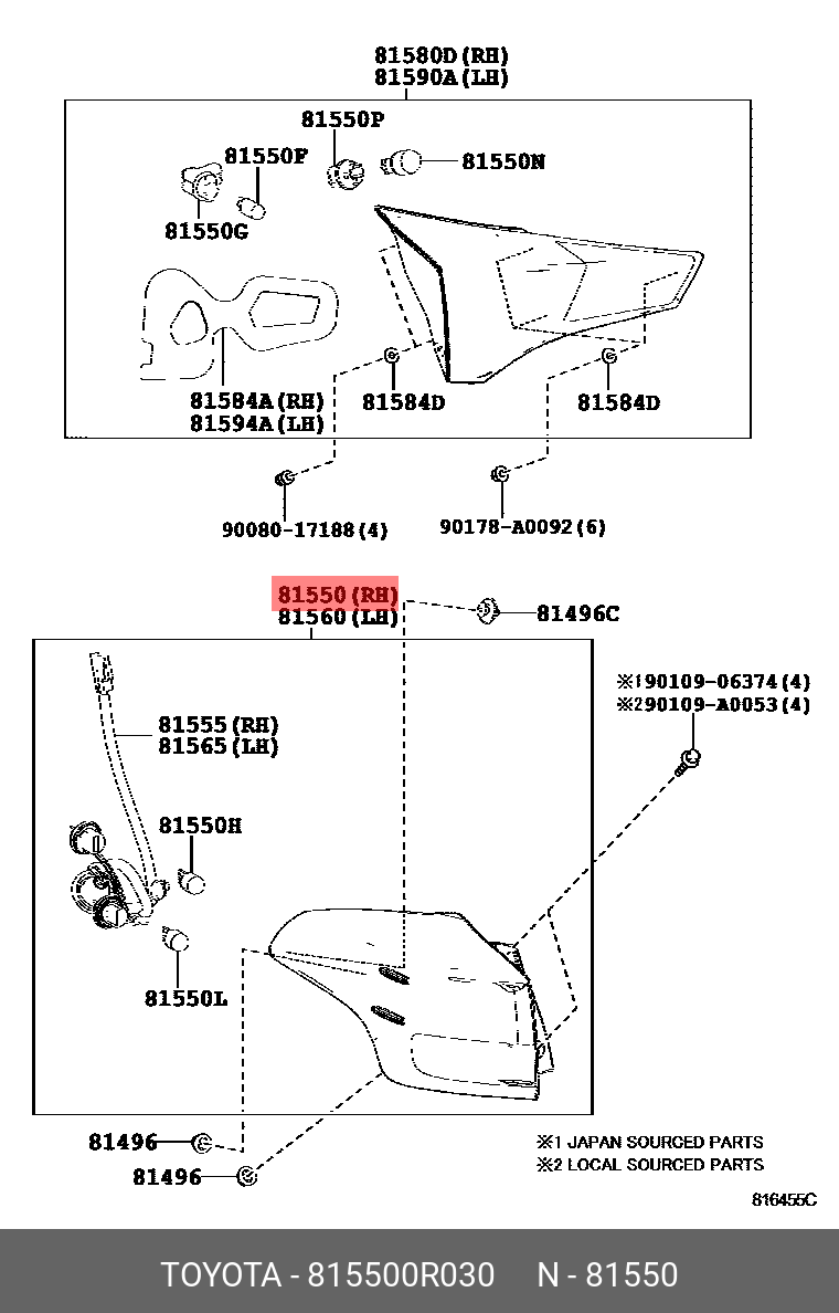 Toyota RAV4 13-15 TAIL LAMP RH USA [2] - 81550-0R030 | Spare Parts Shop ...