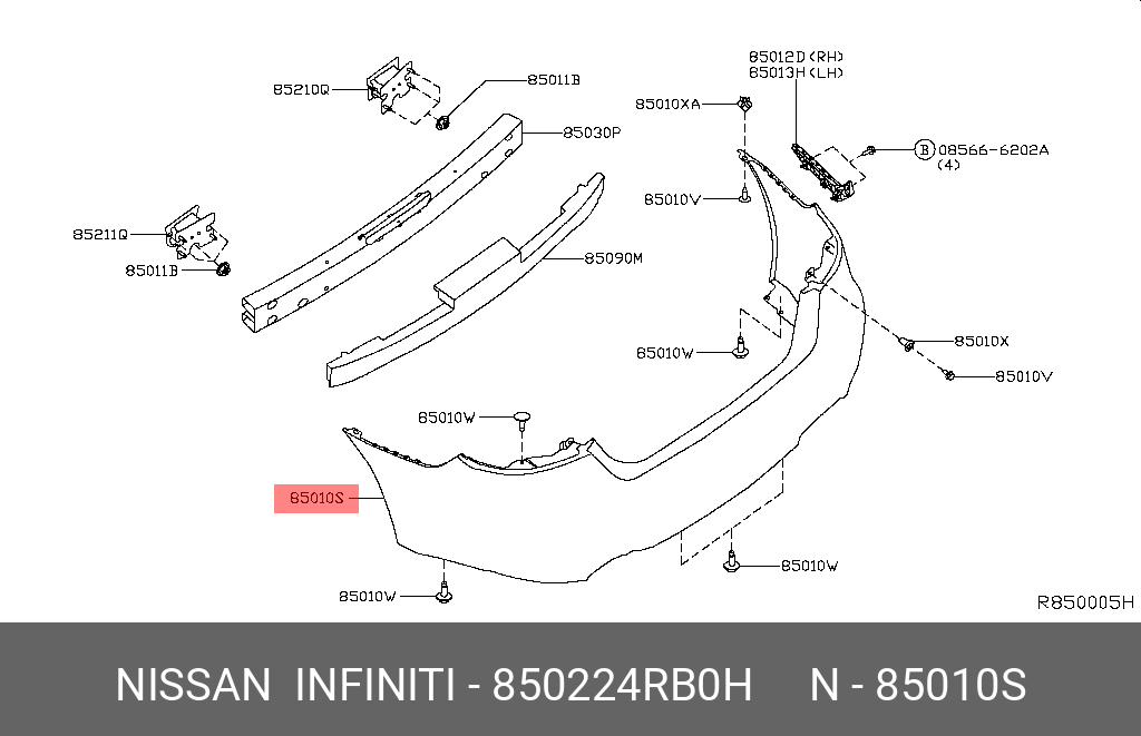 Nissan MAXIMA 16-18 BUMPER REAR - 85022-4RB0H | Spare Parts Shop ...