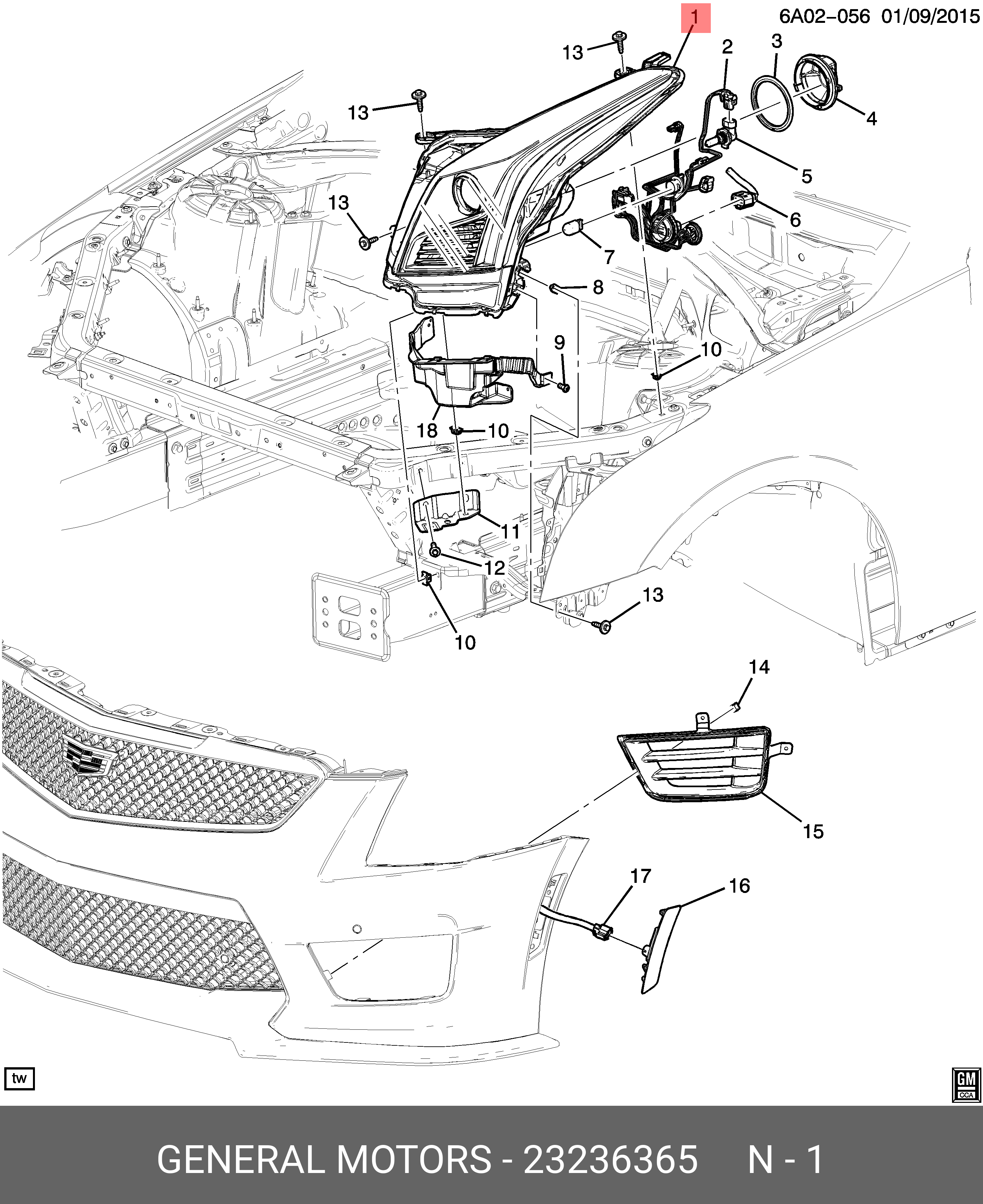 Cadillac ATS 13-18 HEAD LAMP LH - 23236365 | Spare Parts Shop - Allparts.ae