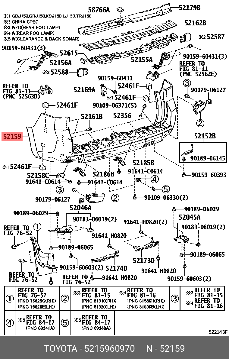 Toyota PRADO 10-17 BUMPER REAR - 52159-60970 | Spare Parts Shop ...