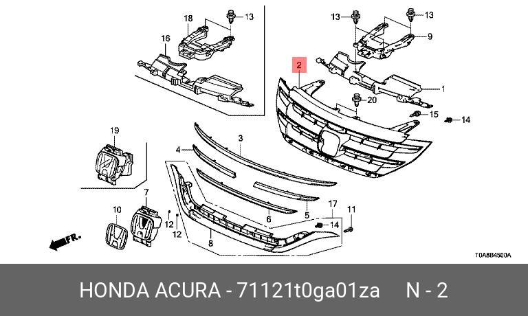 Honda CRV 12-14 GRILLE INNER BLACK - 71121-T0G-A01ZA | Spare Parts Shop ...