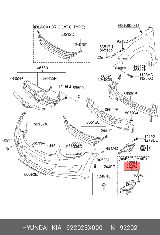 Hyundai ELANTRA 11-13 FOGLAMP RH - 92202-3X000 | Spare Parts Shop ...