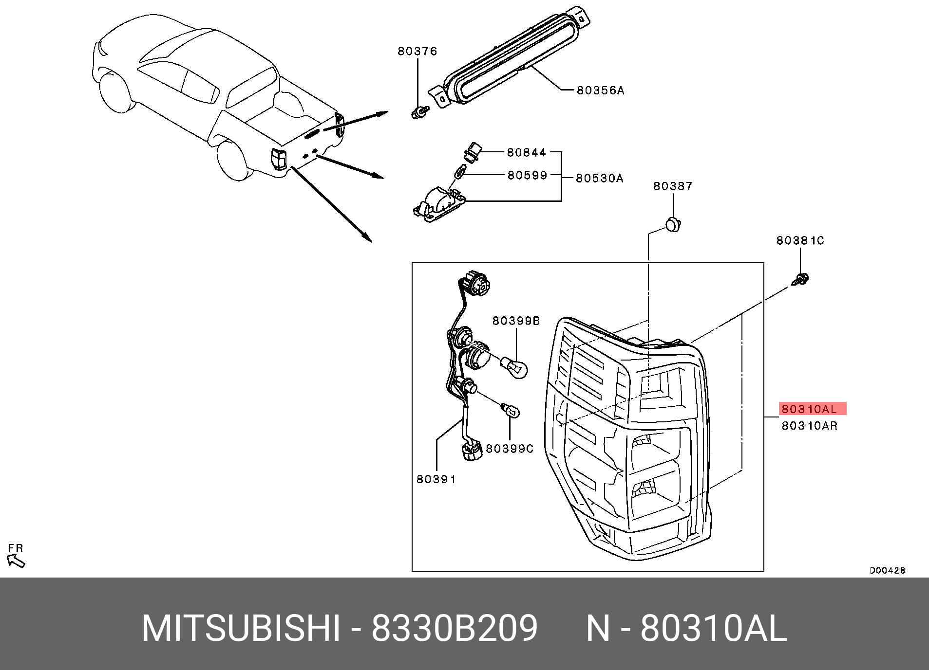 Mitsubishi L200 19-20 TAIL LAMP LH - 8330B209 | Spare Parts Shop ...