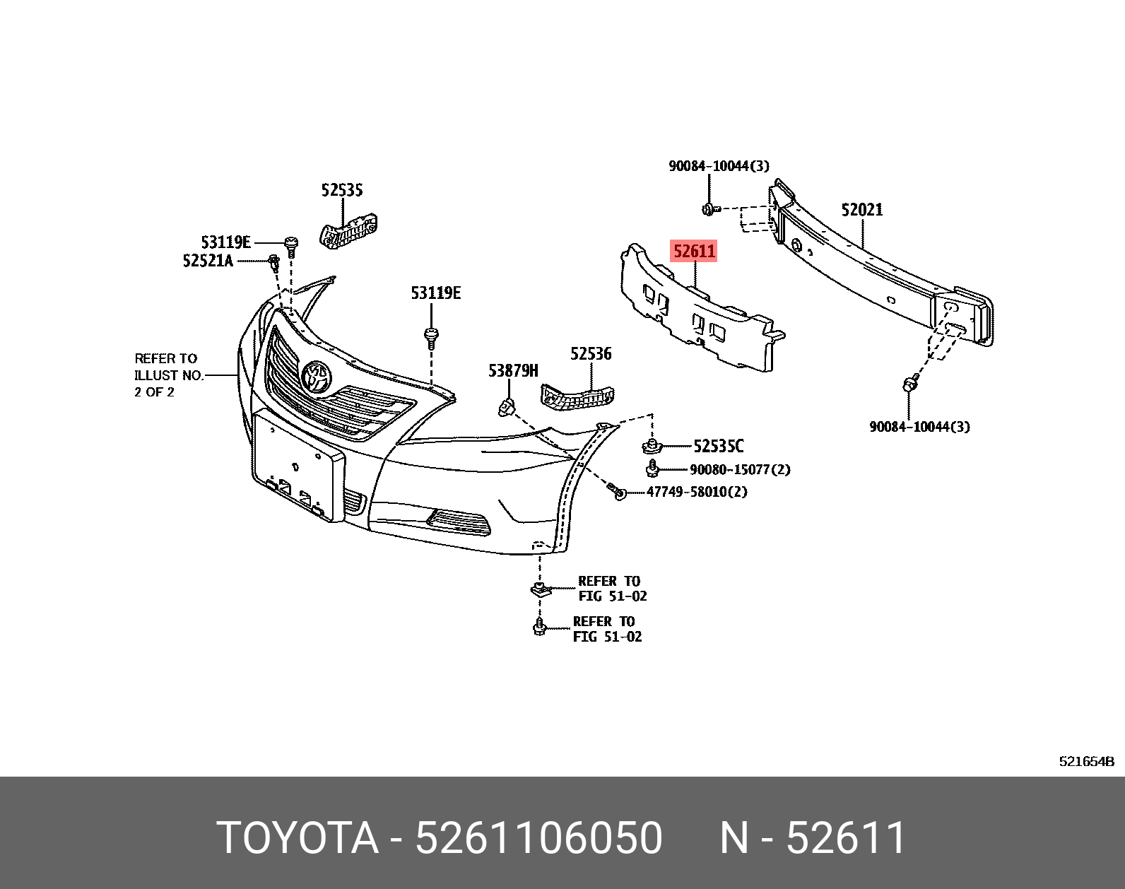 Toyota CAMRY 07-11 BUMPER ABSORBER FRONT - 52611-06050 | Spare Parts ...