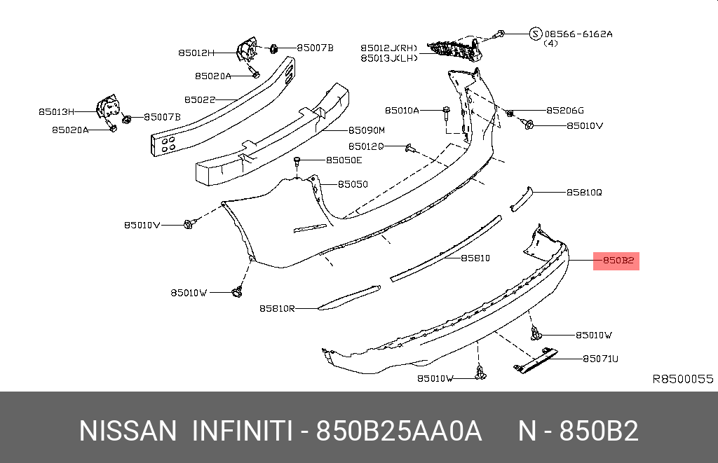 Nissan MURANO 15-20 BUMPER REAR LOWER - 850B2-5AA0A | Spare Parts Shop ...