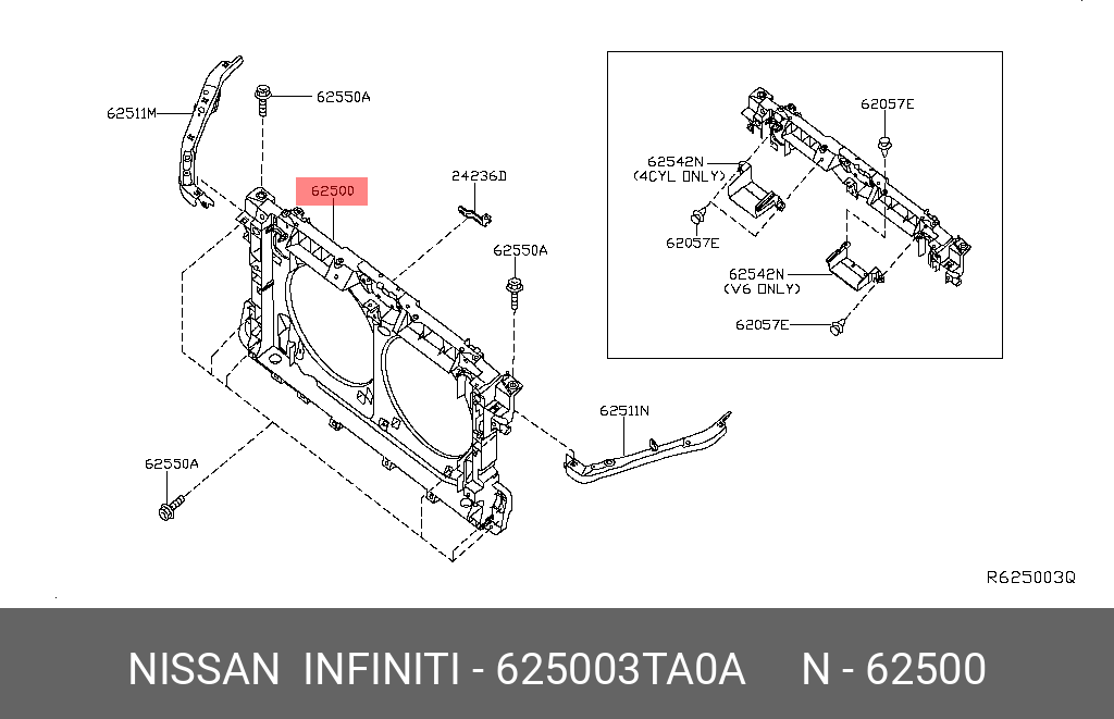 Nissan ALTIMA 08-19 RAD/SUPPORT (MAXIMA) TWN - 62500-3TA0A | Spare ...