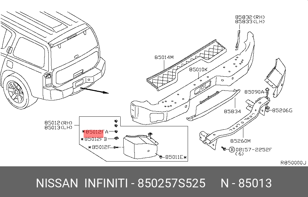 Nissan ARMADA 04-07 BUMPER EXT REAR LH - 85025-7S525 | Spare Parts Shop ...