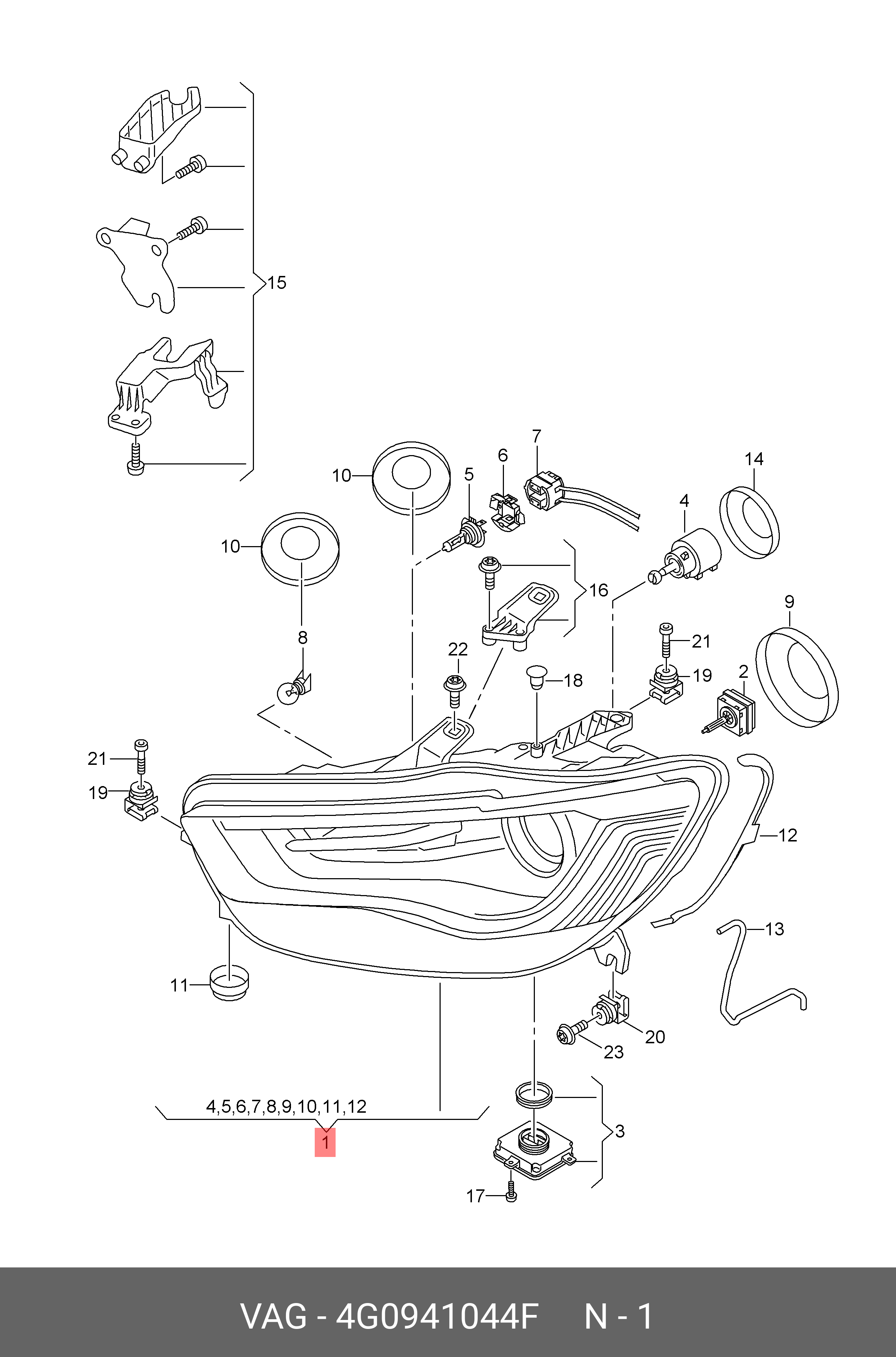 Audi HEADLAMP XENON RH - 4G0941044F | Spare Parts Shop - Allparts.ae