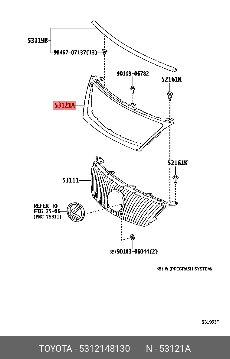 Lexus RX350 16-19 GRILLE MOULDING CHROME - 53121-48130 | Spare Parts ...