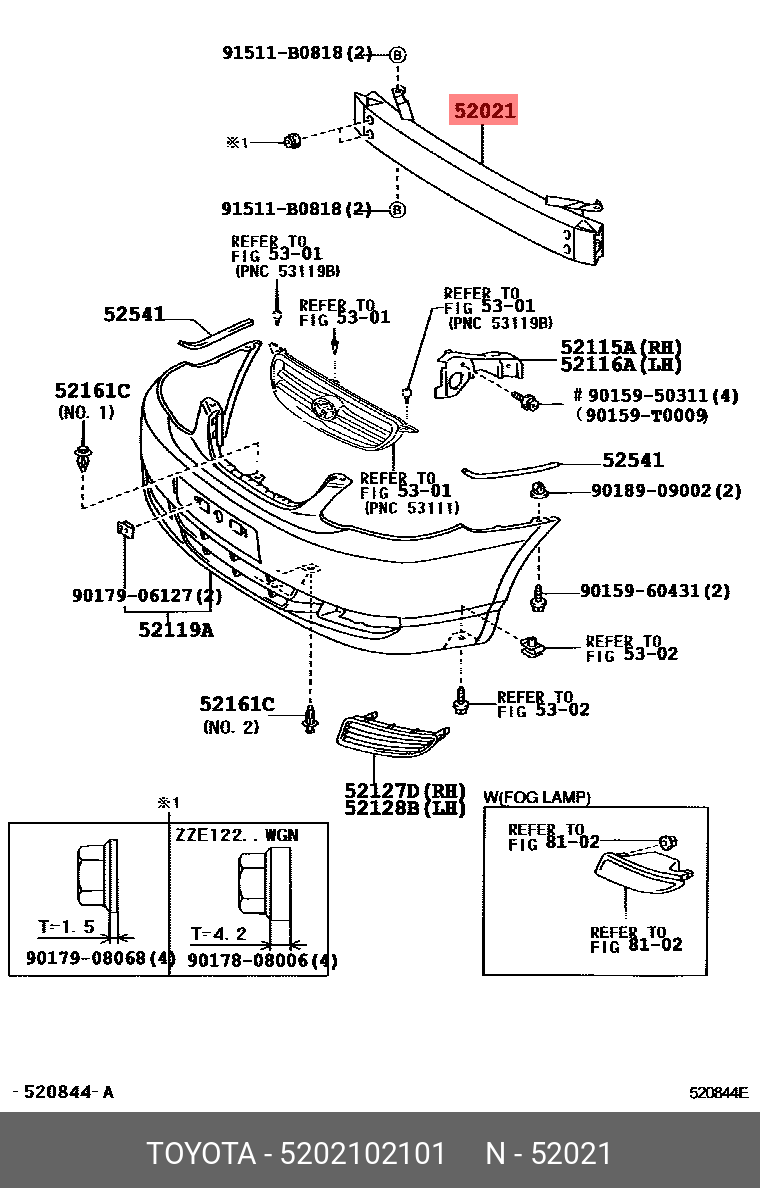5202102101 (52021-02101) TOYOTA LEXUS Бампера усилитель | Купить запчасть
